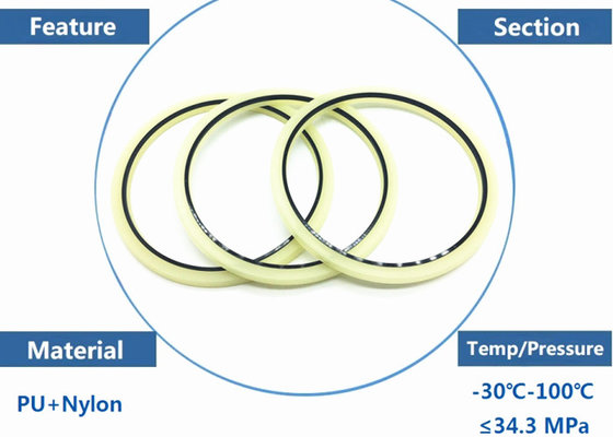 Yellow Blue HBY Hydraulic Rod Seals , Buffer Rod Hydraulic Oil Seal Durable